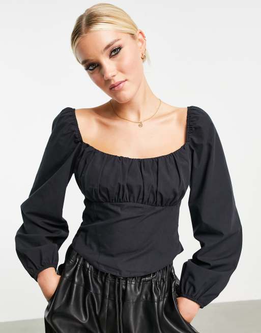 Miss Selfridge Ruched Corset Top In Black Asos