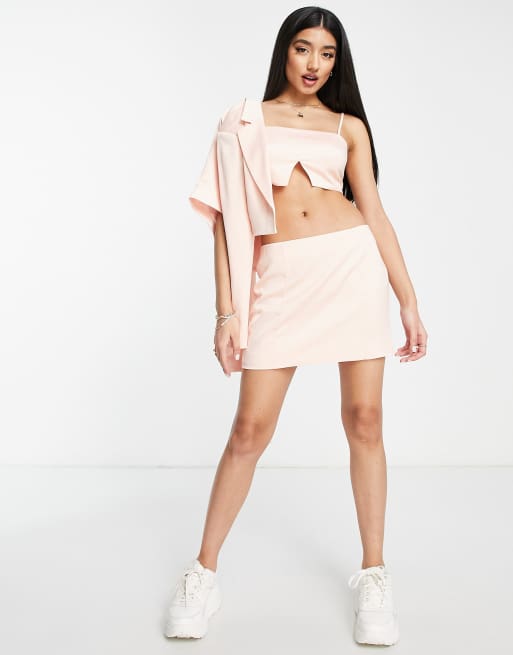 Miss Selfridge Satin Mini Skirt Co Ord In Peach Asos
