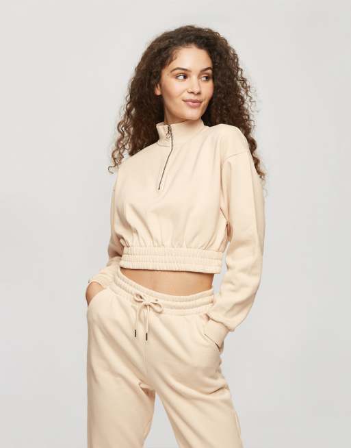 Miss Selfridge Sweat à Col Zippé Rose Asos