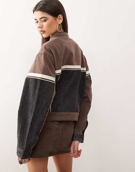 Miss Sixty denim motocross jacket in black and brown with Miss Sixty denim motocross jacket in black and brown with