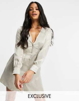 Missguided a-line mini dress with cinched waist in cream | ASOS
