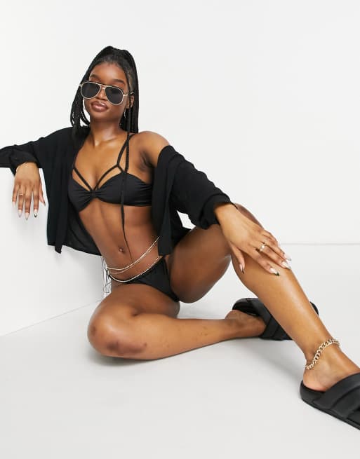 Missguided Chemise De Plage En Mousseline Nouée Sur Le Devant Pièce