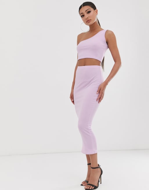 Missguided Ensemble Avec Crop Top Asymétrique Et Jupe Longue Lilas