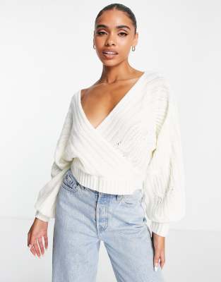 Missguided - Gilet cache-cœur en maille torsadée - Crème | ASOS