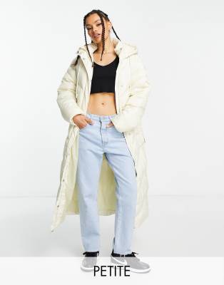 Missguided Petite Chevron Maxi Puffer Jacket In Ecru-white | ModeSens