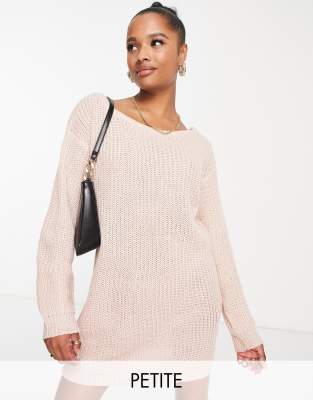 Missguided Petite off shoulder jumper dress in pink - LPINK | ASOS