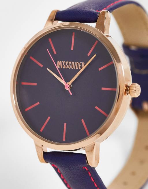 Missguided preppy watch in blue and red | ASOS