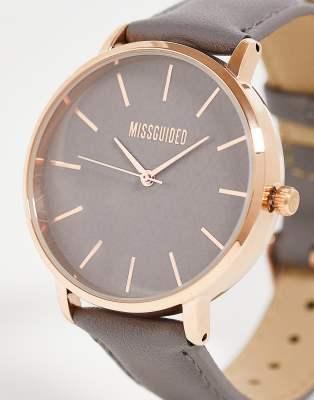 Missguided repeat logo dial watch in soft grey | ASOS