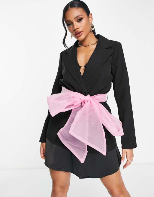 Missguided tulle belted blazer in black | ASOS