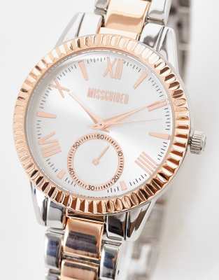 Missguided two tone silver and rose gold watch | ASOS