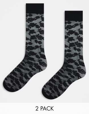Monki 2 pack rose patterned knee high socks in black and white | ASOS