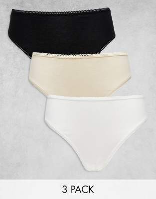 Monki 3 pack briefs in black, white and beige | ASOS