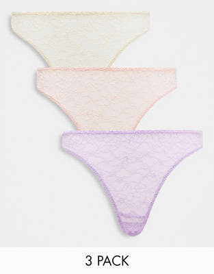 Monki 3 pack lace thongs in multi | ASOS