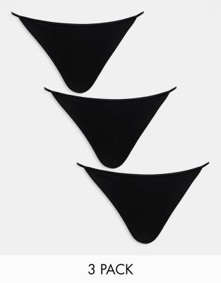 Monki 3 pack thongs in black | ASOS