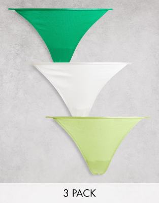 Monki 3-pack thongs in green | ASOS