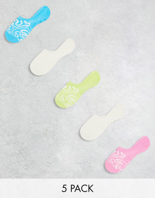 Monki 5 pack invisible socks in white and swirl print | ASOS