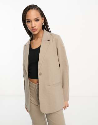 Monki - Blazer in taupe melange, deel van co-ord set | ASOS