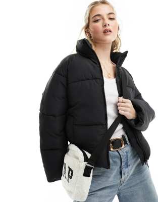Monki boxy padded jacket in black | ASOS