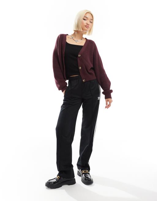 Monki cable ribbed knit cardigan in burgundy | ASOS