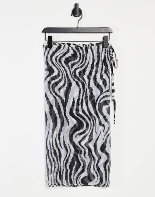 Monki Charlene wrap tie sarong co-ord in zebra print | ASOS