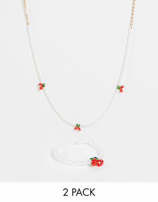 Monki cherry necklace and ring pack | ASOS