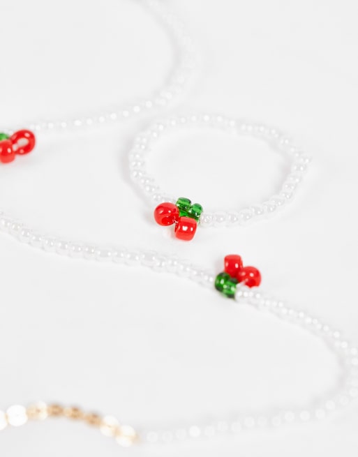 Monki cherry necklace and ring pack | ASOS