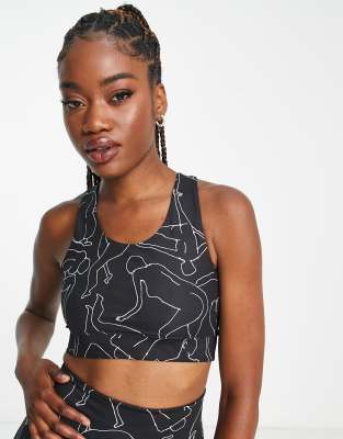 Monki co-ord racer sports bra in black line print | ASOS