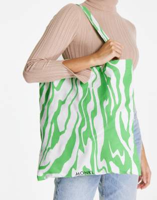 Monki cotton tote bag in green swirl print - LGREEN | ASOS