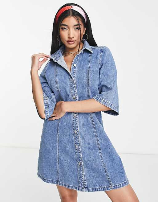 Monki - Denim overhemdjurk in blauw | ASOS Monki - Denim overhemdjurk in blauw | ASOS