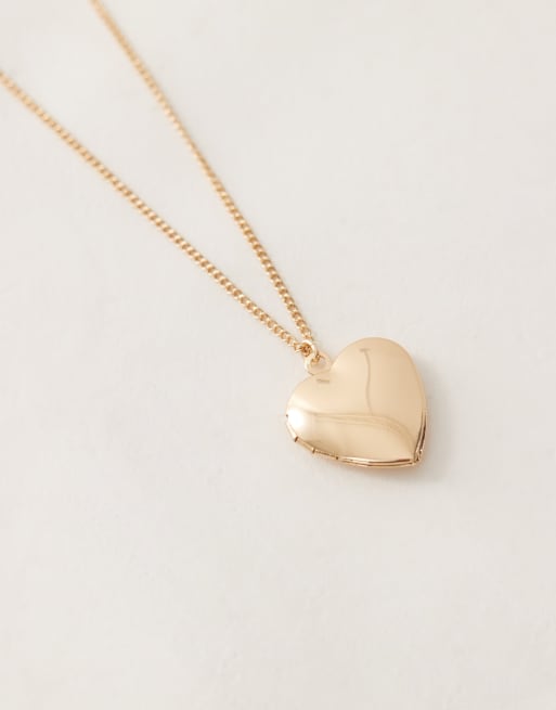 Monki heart pendant necklace in gold | ASOS
