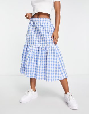 Monki - Jupe mi-longue avec poche sur le devant - Beige | ASOS