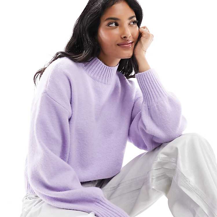 Monki knit turtleneck sweater in lilac purple | ASOS Monki knit turtleneck sweater in lilac purple | ASOS