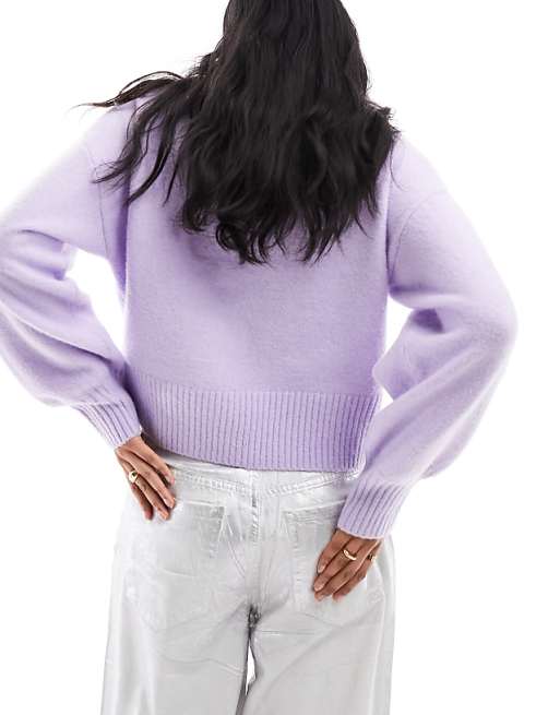 Monki knit turtleneck sweater in lilac purple | ASOS Monki knit turtleneck sweater in lilac purple | ASOS