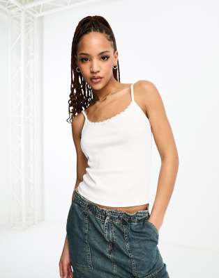 Monki lace cami top in white | ASOS