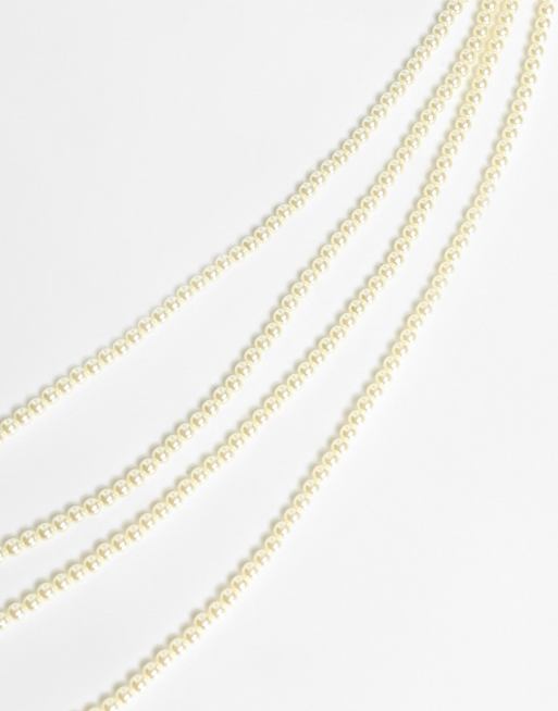 Monki long pearl necklace in off white | ASOS
