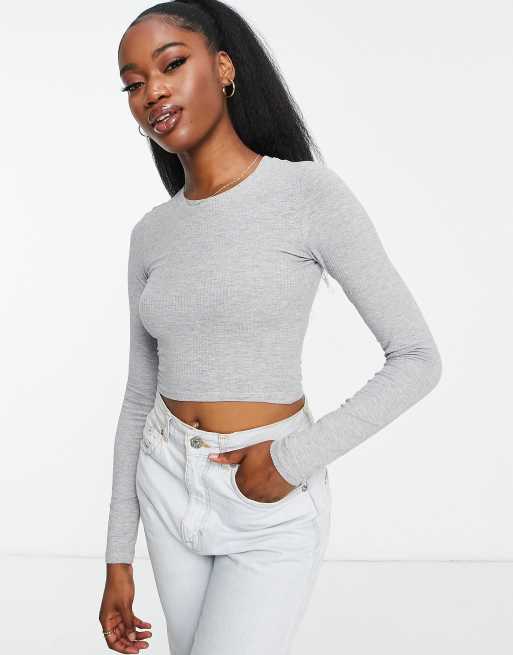 Monki long sleeve top in grey | ASOS