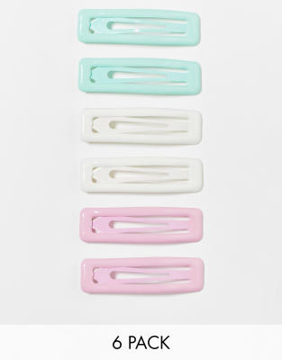Monki - Lot de 6 barrettes carrées - Pastel multicolore | ASOS