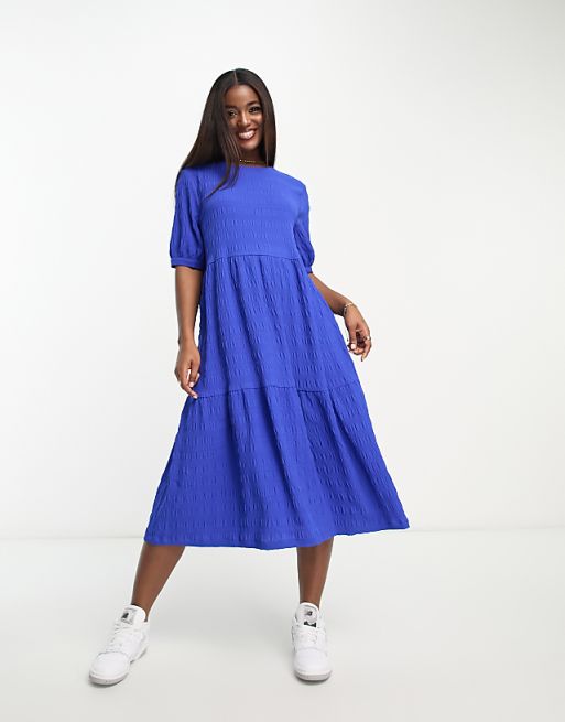Monki - Midi-smockjurk in blauw | ASOS Monki - Midi-smockjurk in blauw | ASOS