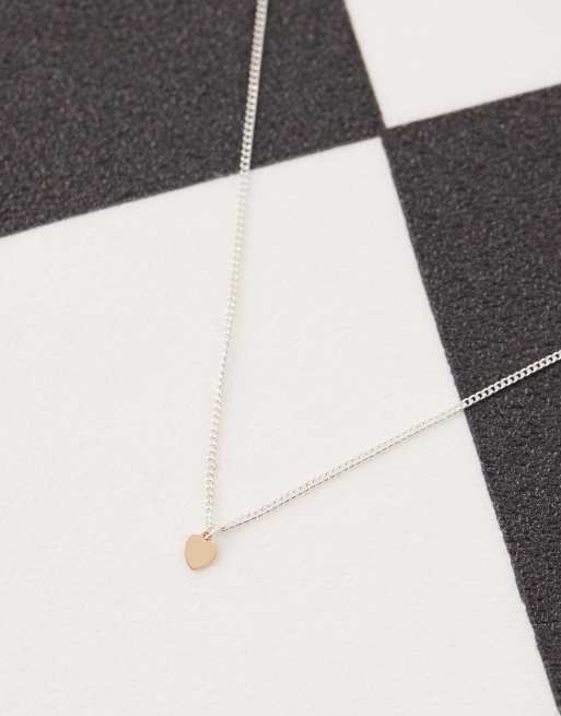 Monki mini heart pendant necklace in silver | ASOS