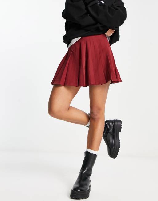 Monki - Mini-jupe plissée - Bordeaux | ASOS