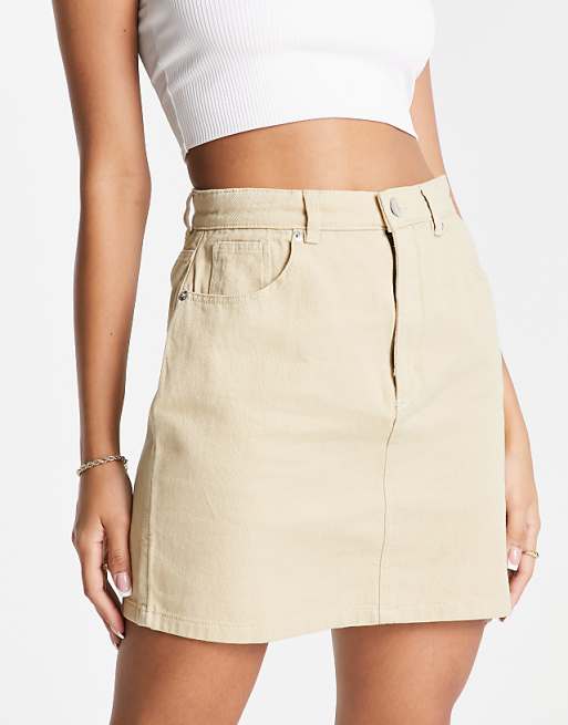 Monki - Minirok van katoenen keperstof in beige | ASOS Monki - Minirok van katoenen keperstof in beige | ASOS