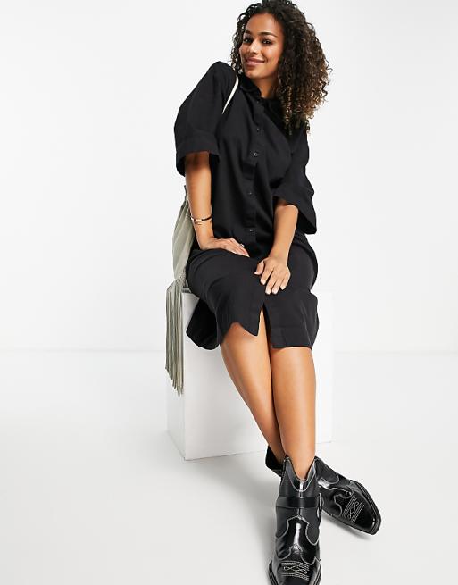 Monki - Misha - Katoenen midi denim overhemdjurk in zwart - BLACK | ASOS Monki - Misha - Katoenen midi denim overhemdjurk in zwart - BLACK | ASOS