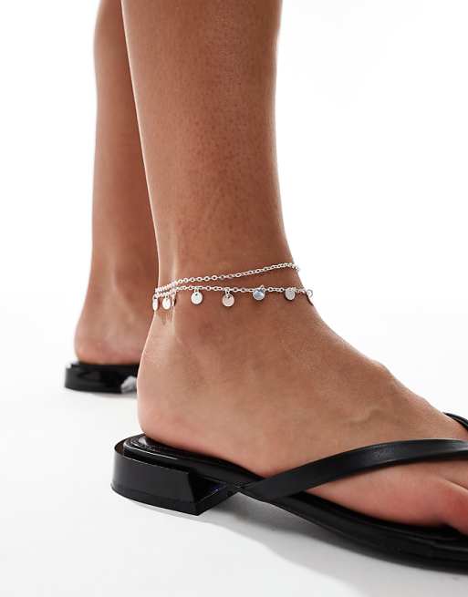 Monki mix and match drop dots anklet in silver | ASOS Monki mix and match drop dots anklet in silver | ASOS