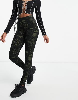 Monki moon print leggings in black | ASOS