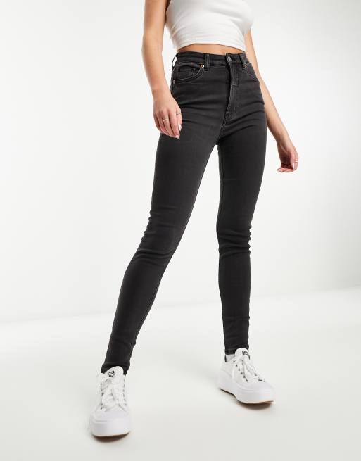 Monki Oki Skinny Jeans In Verwaschenem Schwarz Asos