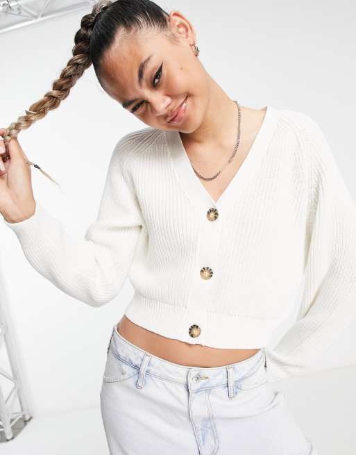 Monki – Oversize-Strickjacke in Weiß | ASOS