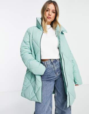Monki padded jacket in mint green - LGREEN | ASOS
