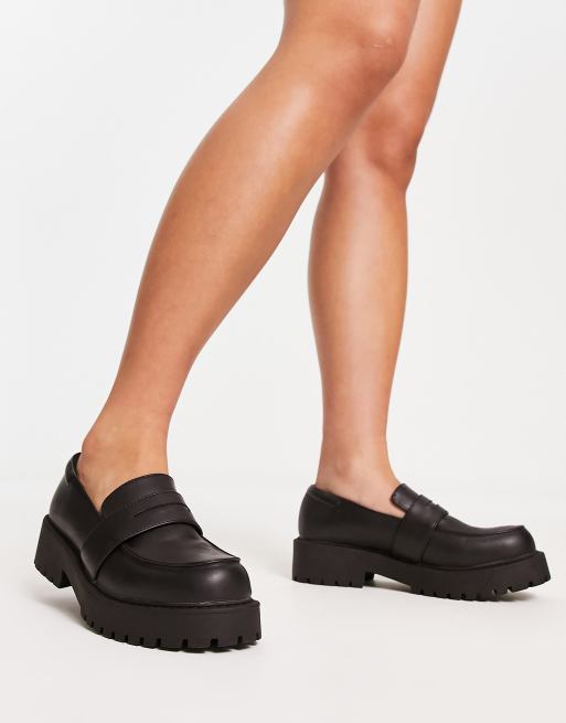 Monki PU loafers in black | ASOS