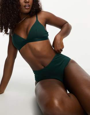 Monki rib triangle bralette in teal green | ASOS