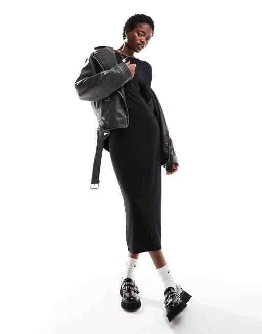 Monki - Robe mi-longue - Noir | ASOS